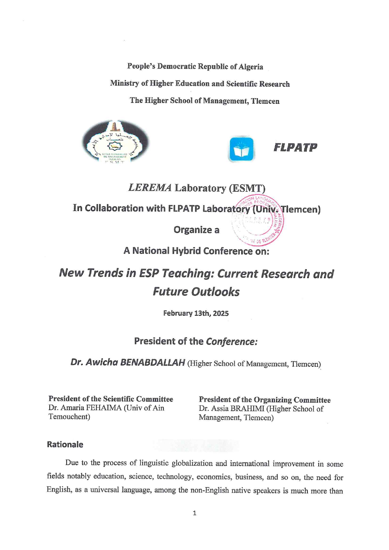 National hybrid conference: New Trends in ESP Teaching: Current ...
